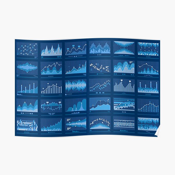 "Business Data Financial Charts Blue Banner" Poster for Sale by ...