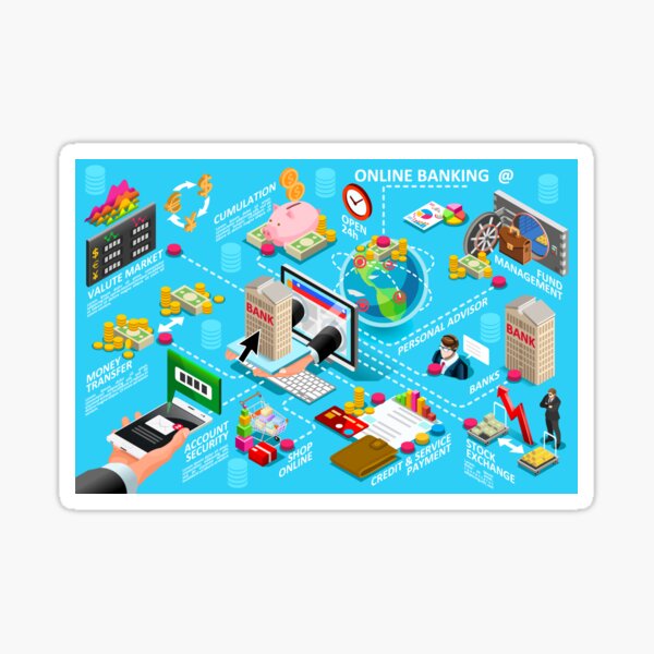 "Digital Online Banking Vector Illustration" Sticker for Sale by ...