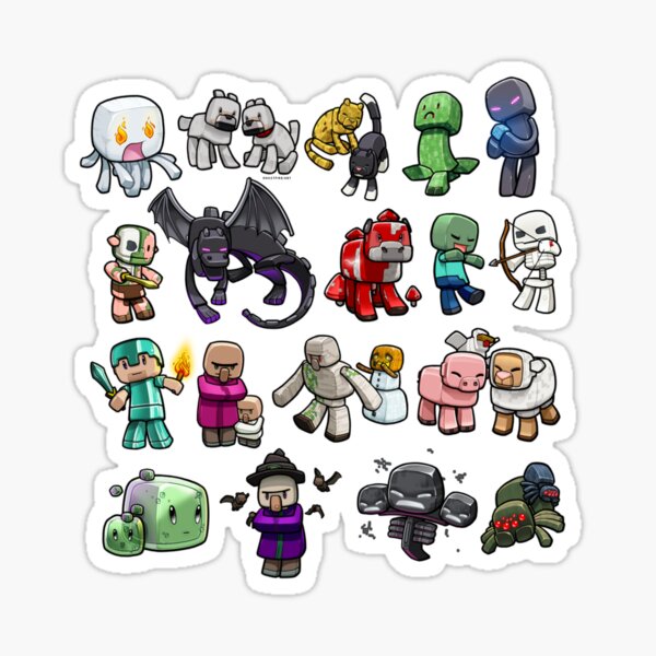 "Minecraft character and mobs icons drawing fan artwork " Sticker for ...