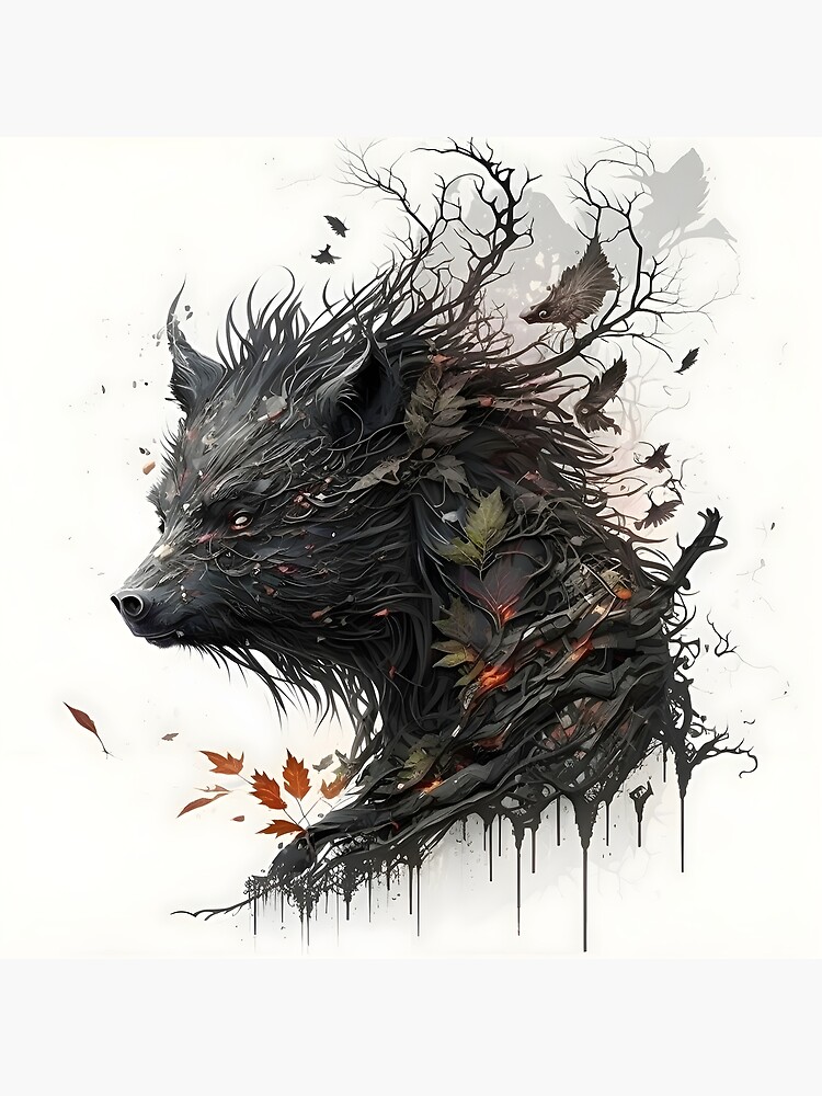 "The Wild Guardian: The Majestic Black Boar of Nature's Spirit" Poster ...