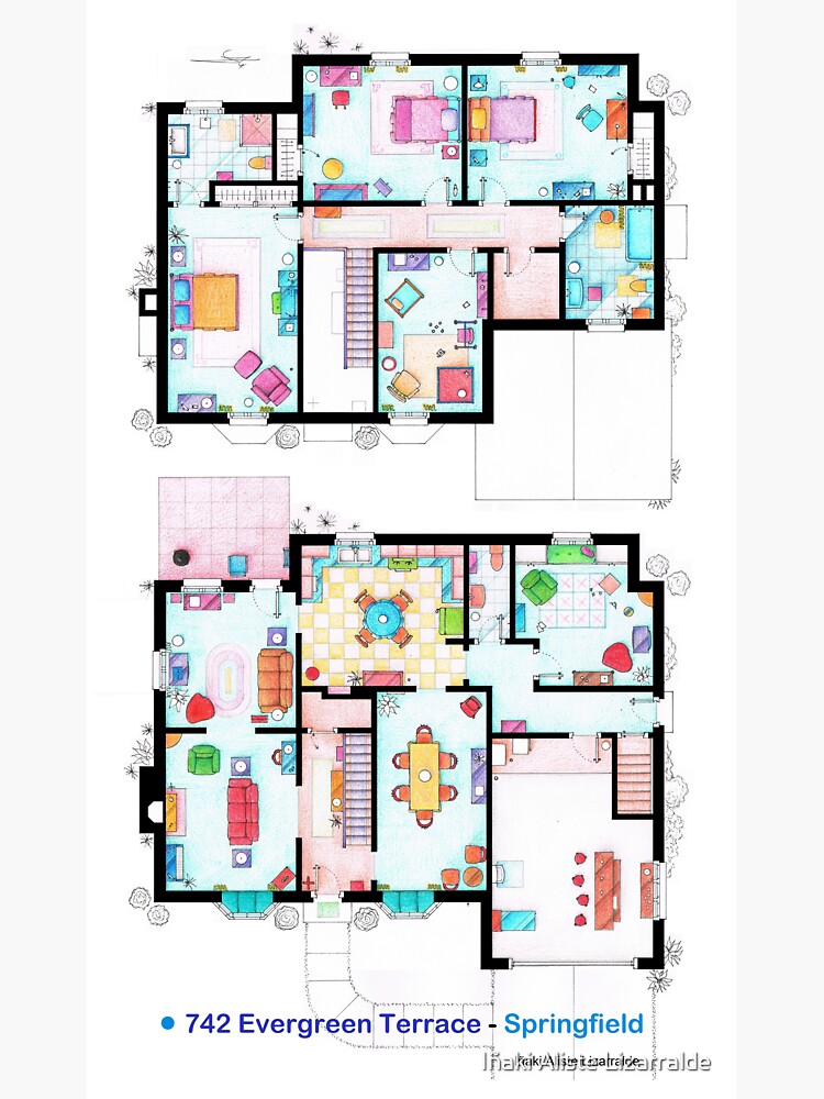 "House of Simpson family - Both floors" Sticker by nikneuk | Redbubble