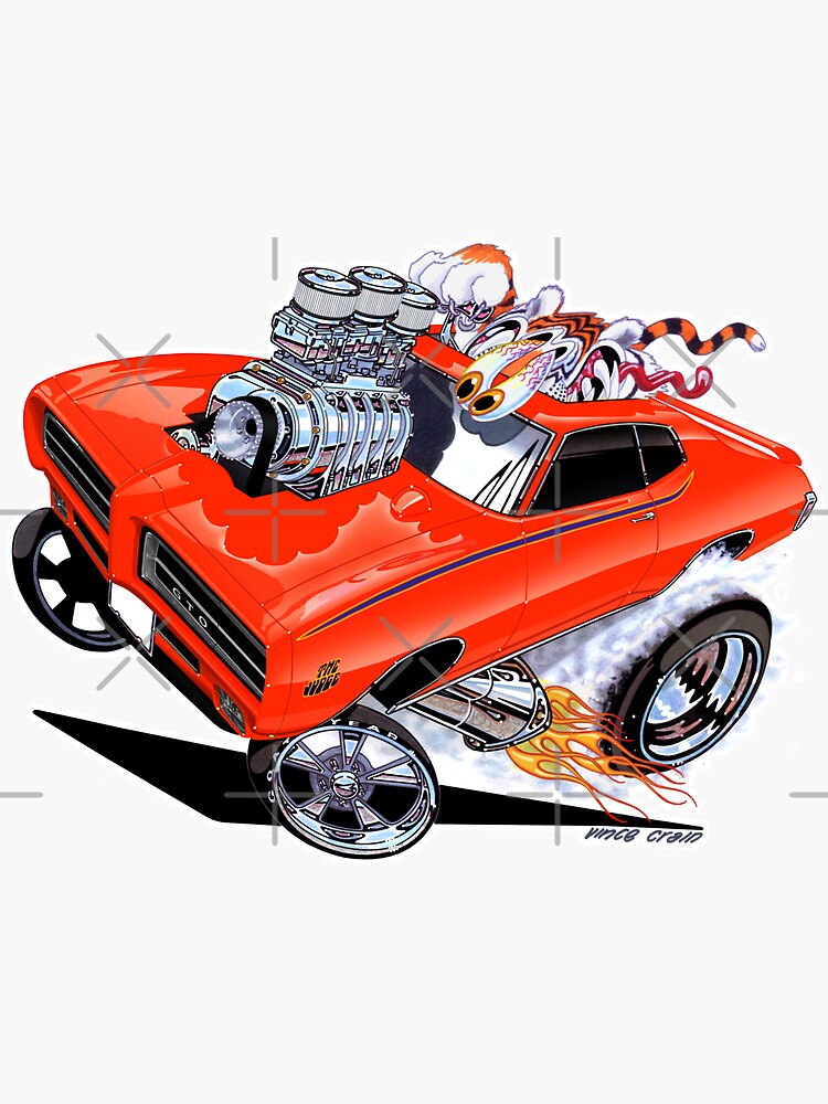 "Vince Crain 1969 GTO Judge GUILTY orange" Sticker for Sale by ...