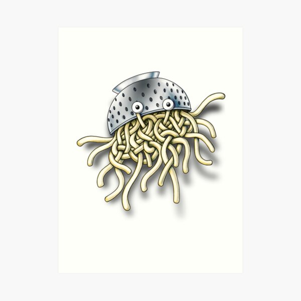 "Flying Spaghetti Monster with Colander" Art Print for Sale by ...
