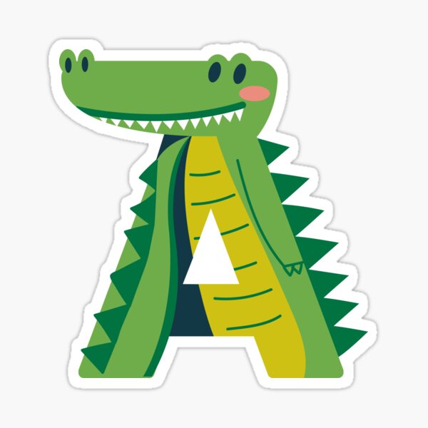 "Monogram Alphabet Initial Letter Animal A for Alligator" Sticker for ...