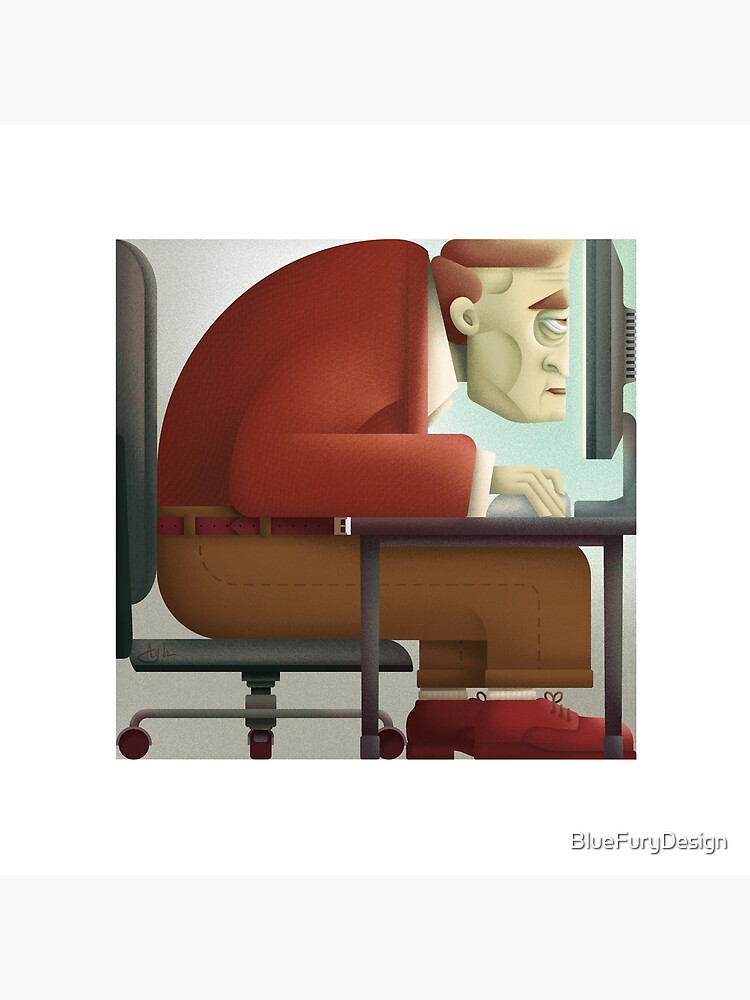 "Productivity, geometric art of a man hunched over his computer" Poster ...