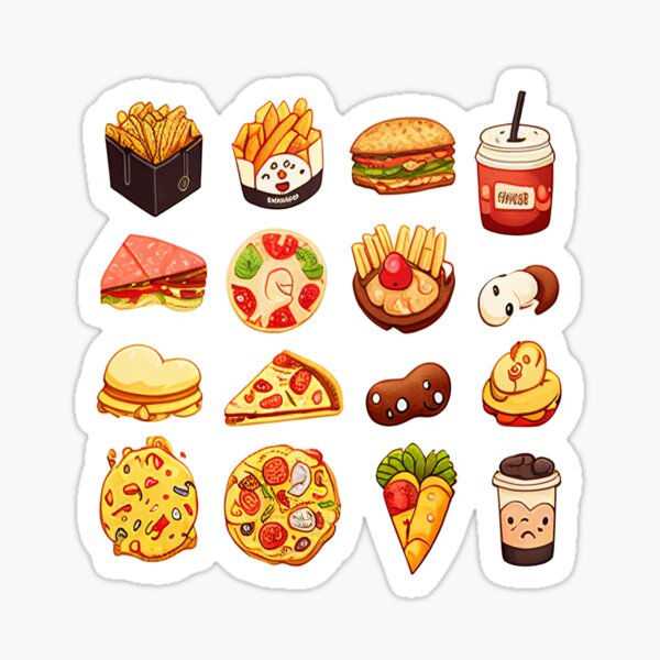 "#10 Cute happy food sticker pack" Sticker for Sale by KawaiiFoodArt ...