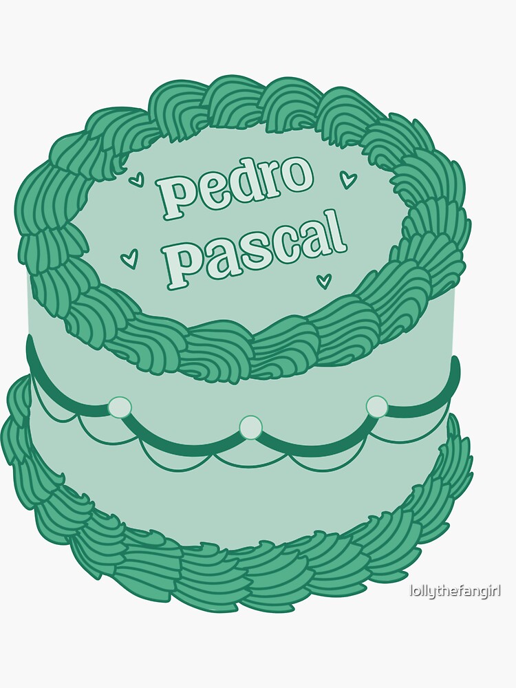 "Pedro Pascal Cake" Sticker for Sale by lollythefangirl | Redbubble