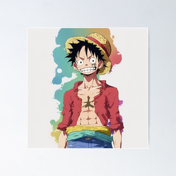 "Monkey D Luffy from One Piece Rainbow Artwork" Poster for Sale by ...