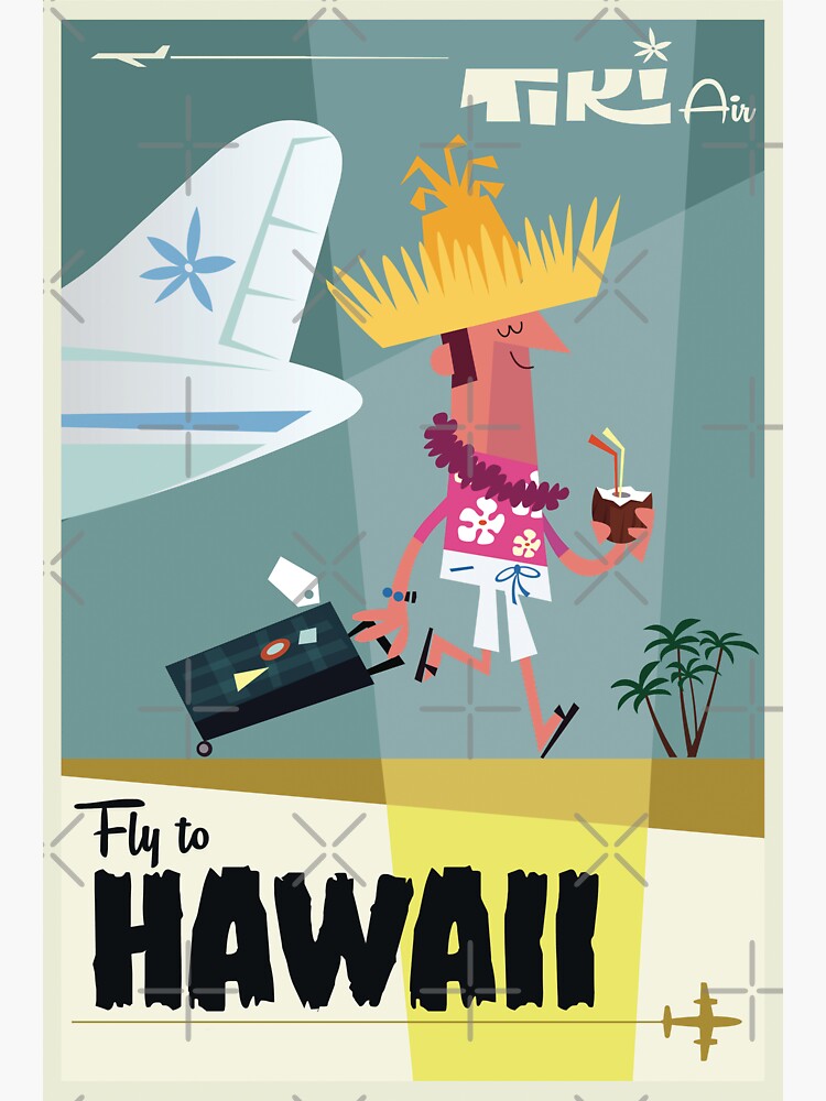 "Fly to ...Hawaii travel poster" Sticker for Sale by GAGodel | Redbubble