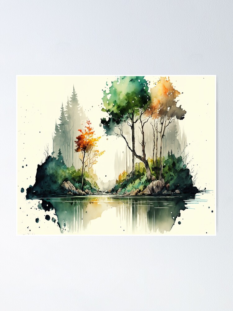 "Vibrant Forest Trees - Watercolor Landscape" Poster for Sale by ...