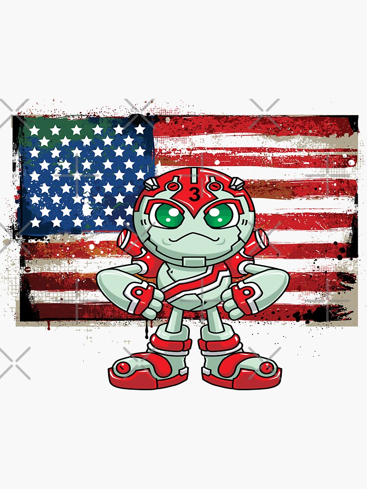 "Robot Robotic Artificial Intelligence USA Flag Robotics I Love ...