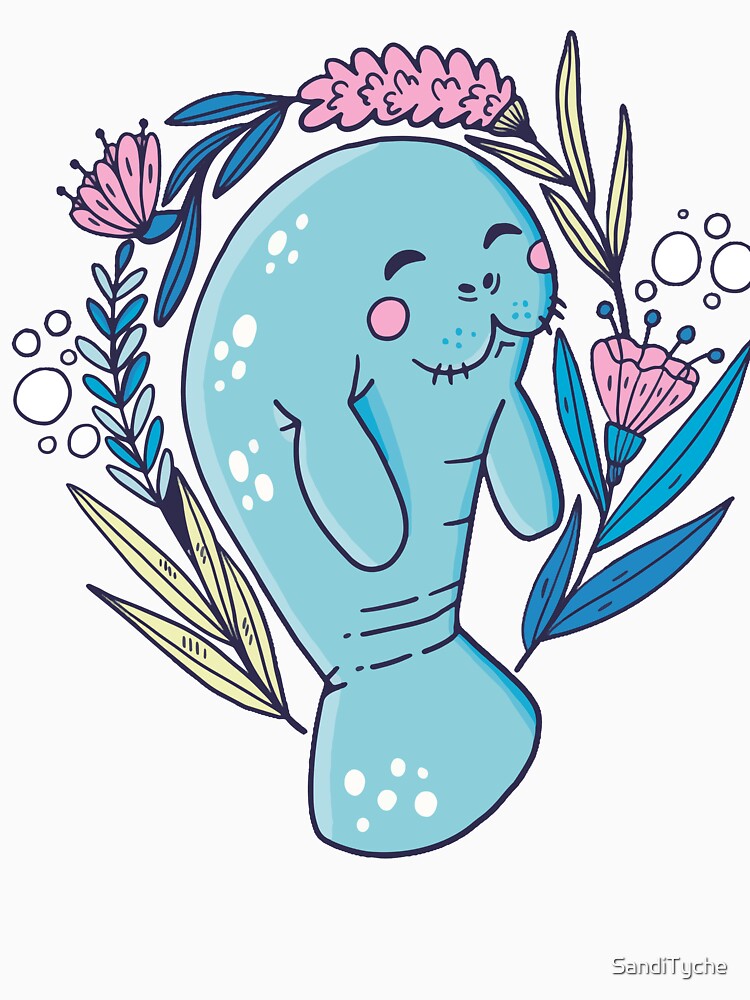 "Happy Manatee / Sea Cow / Mermaid" T-shirt for Sale by SandiTyche ...