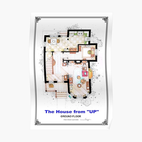 "The House from UP - Ground Floor Floorplan" Poster for Sale by nikneuk ...