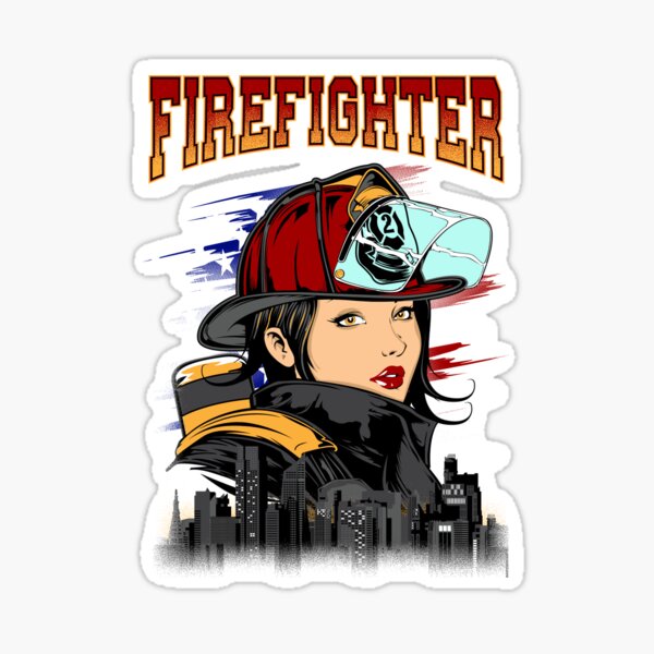 "Female Firefighter" Sticker for Sale by Taz-Clothing | Redbubble