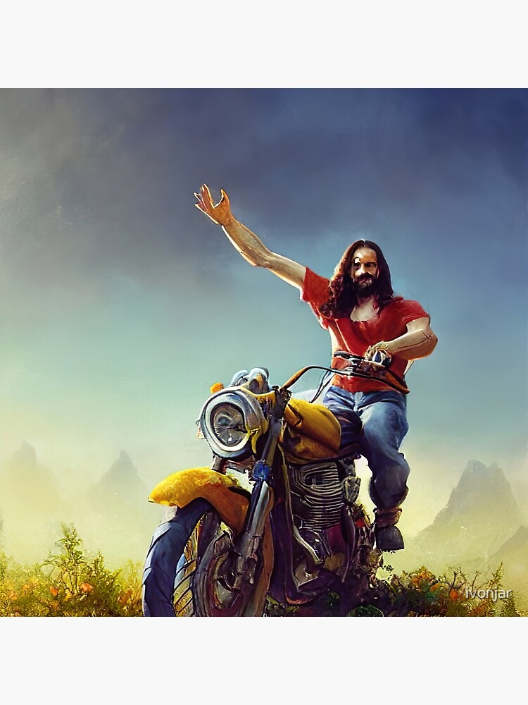 "Jesus On A Motorbike" Art Board Print for Sale by ivonjar | Redbubble