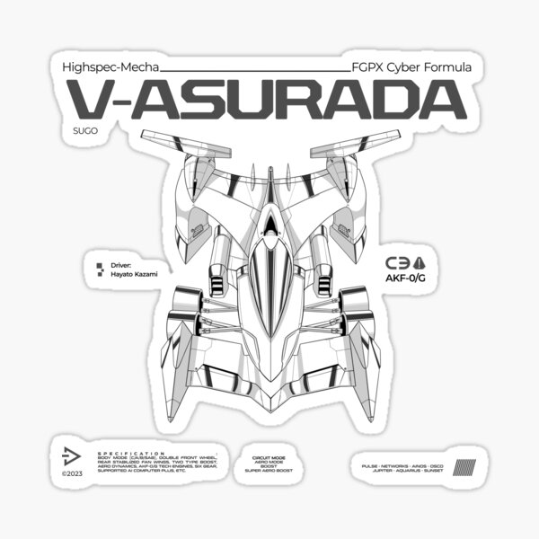 "Cyber Formula : Sugo - V-Asurada AKF-0/G grayscale illustration with ...