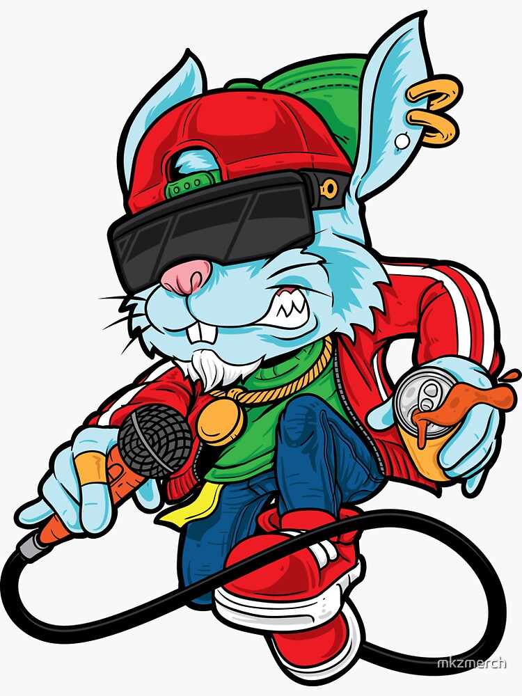 "Hip Hop Bunny Rabbit " Sticker for Sale by mkzmerch | Redbubble