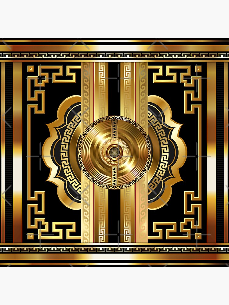 "Ornate Black Gold Medallion Baroque Large Greek Key" Sticker for Sale ...
