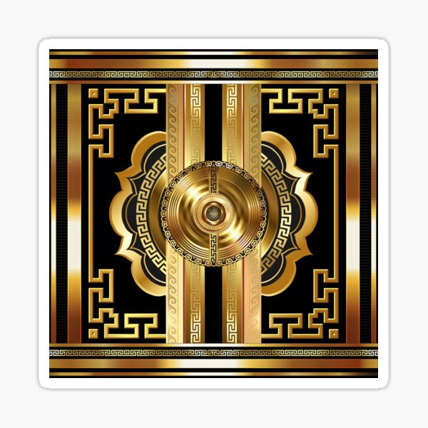 "Ornate Black Gold Medallion Baroque Large Greek Key" Sticker for Sale ...