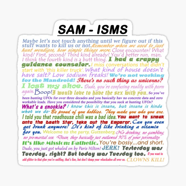 "Sam - Isms" Sticker for Sale by GiantSquid1 | Redbubble