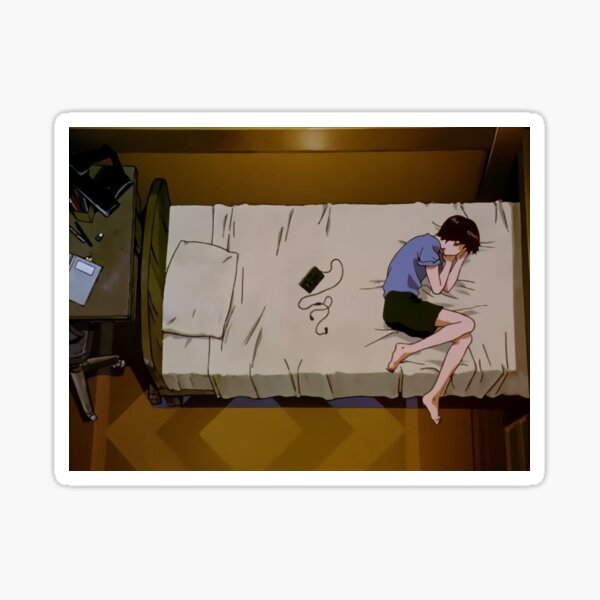"depressed shinji laying in bed sticker" Sticker for Sale by ...