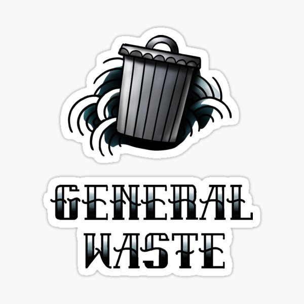 "Tattoo Shop Labels: General Waste" Sticker for Sale by Launchycat ...