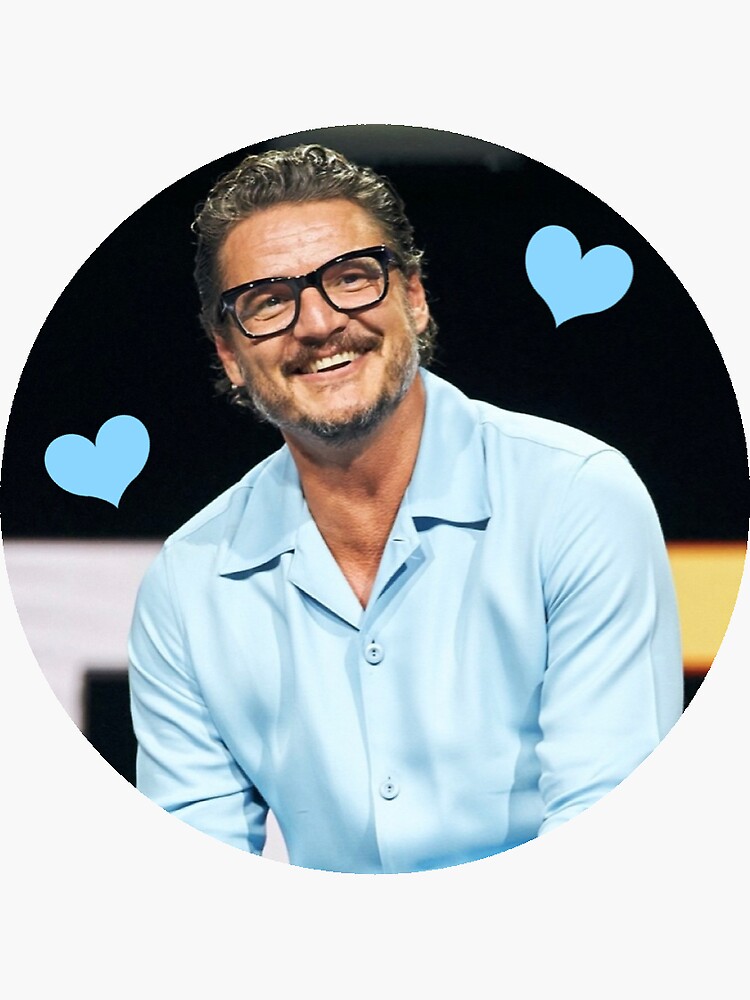 "Pedro Pascal Blue Hearts" Sticker for Sale by carolineduffy | Redbubble