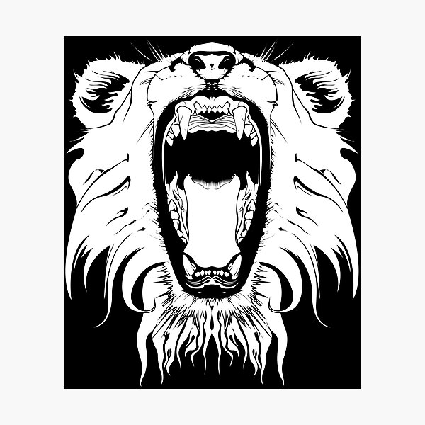 Lámina fotográfica «León enojado, rey de la selva, rugiendo camiseta ...