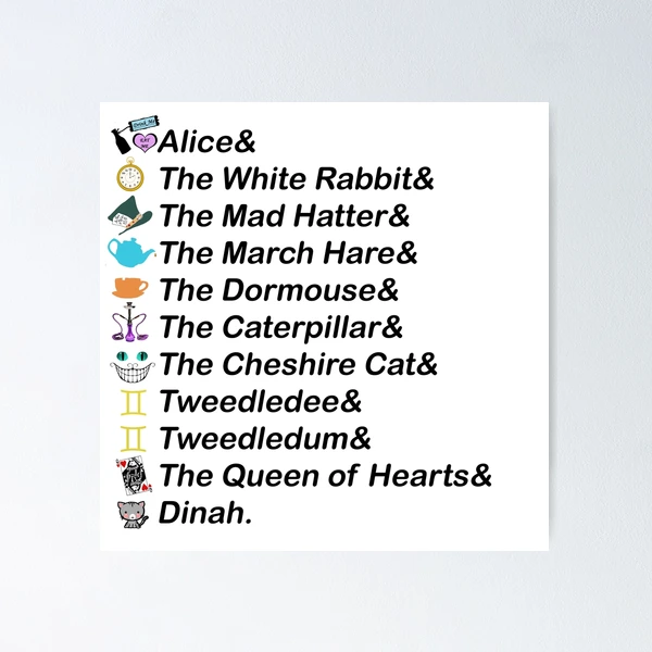 Alice In Wonderland Characters Names List
