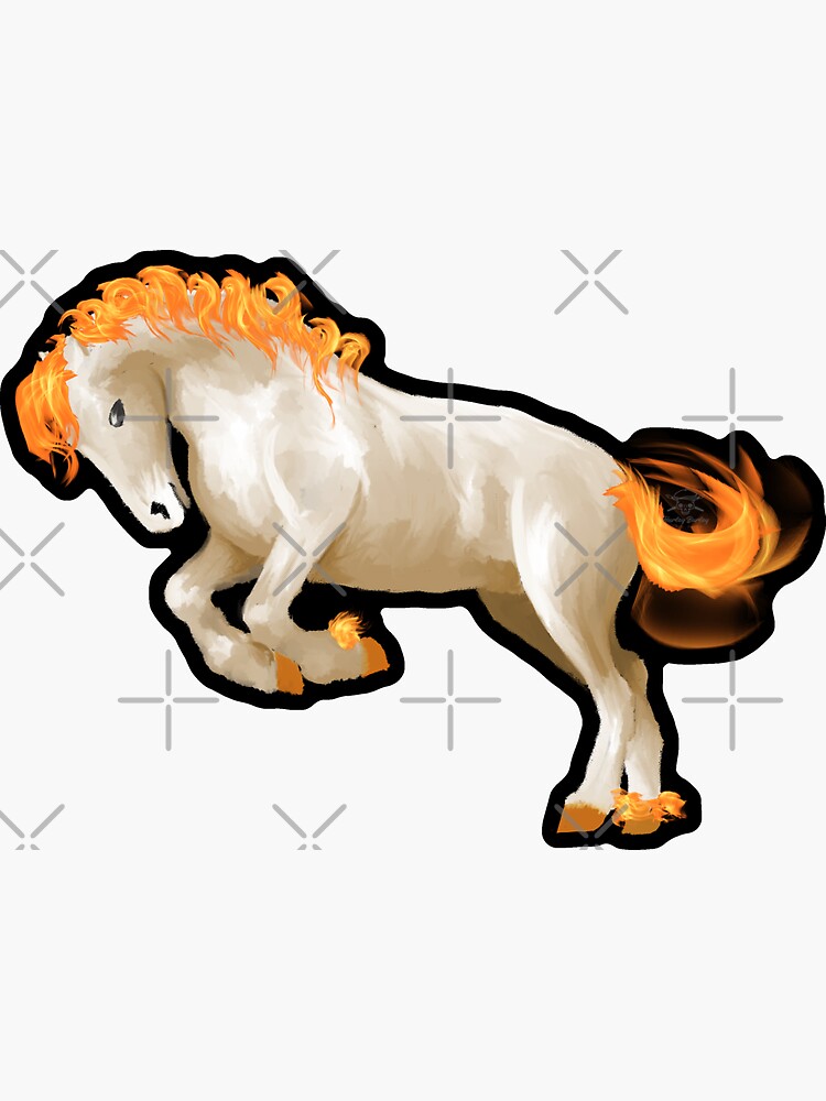 "Fire Red Horse" Sticker for Sale by HurleyBurleyArt | Redbubble