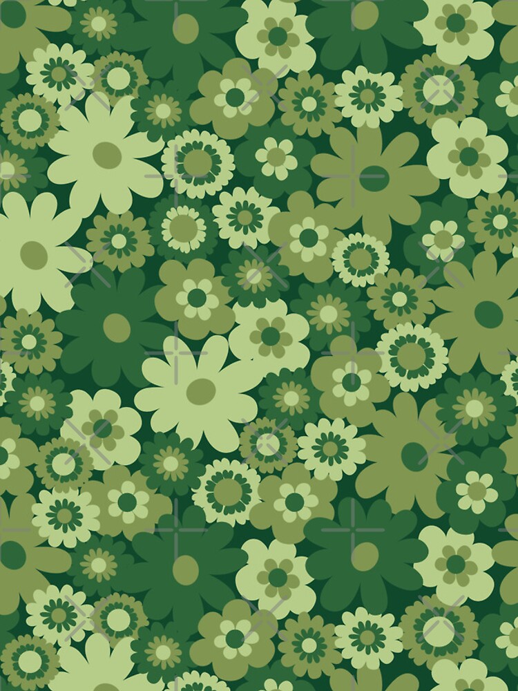 Green 60s retro flower power, retro green, pink, mustard yellow, 60s ...