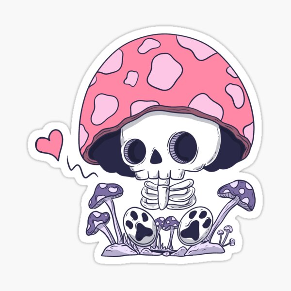 "Cute skeleton mushroom " Sticker for Sale by Jess Adams | Redbubble