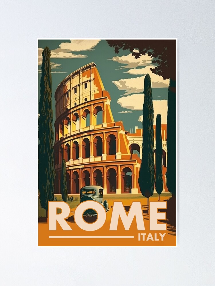 "Rome Italy Vintage Travel Poster Retro Colosseum" Poster for Sale by ...