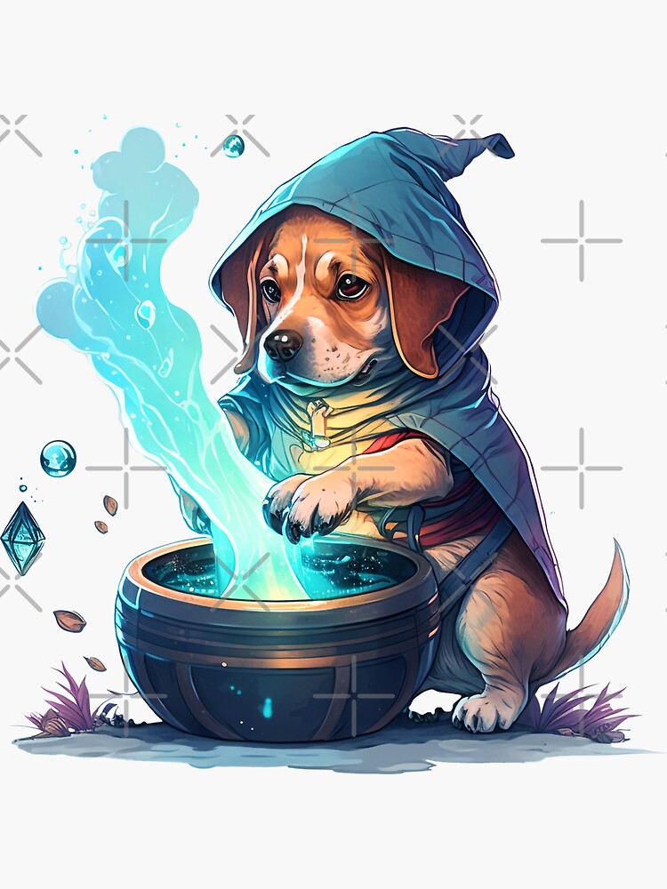 "Mage Beagle Dog Casting Spells" Sticker for Sale by LeadPattern ...
