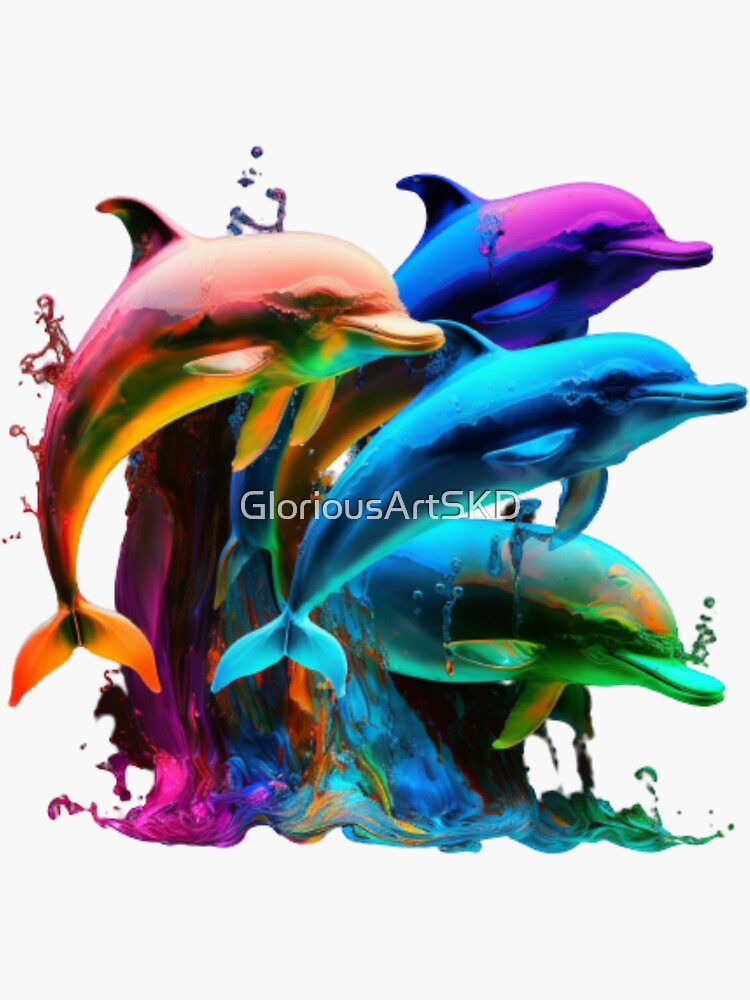 "colourful Dolphin-Awesome Sticker" Sticker for Sale by GloriousArtSKD ...