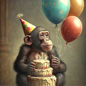 "Chimpanzee Birthday Party Card" Postcard for Sale by candiscamera ...