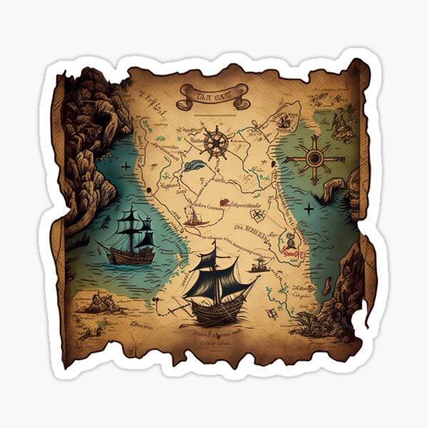 "Pirate treasure map" Sticker for Sale by VAXANA | Redbubble