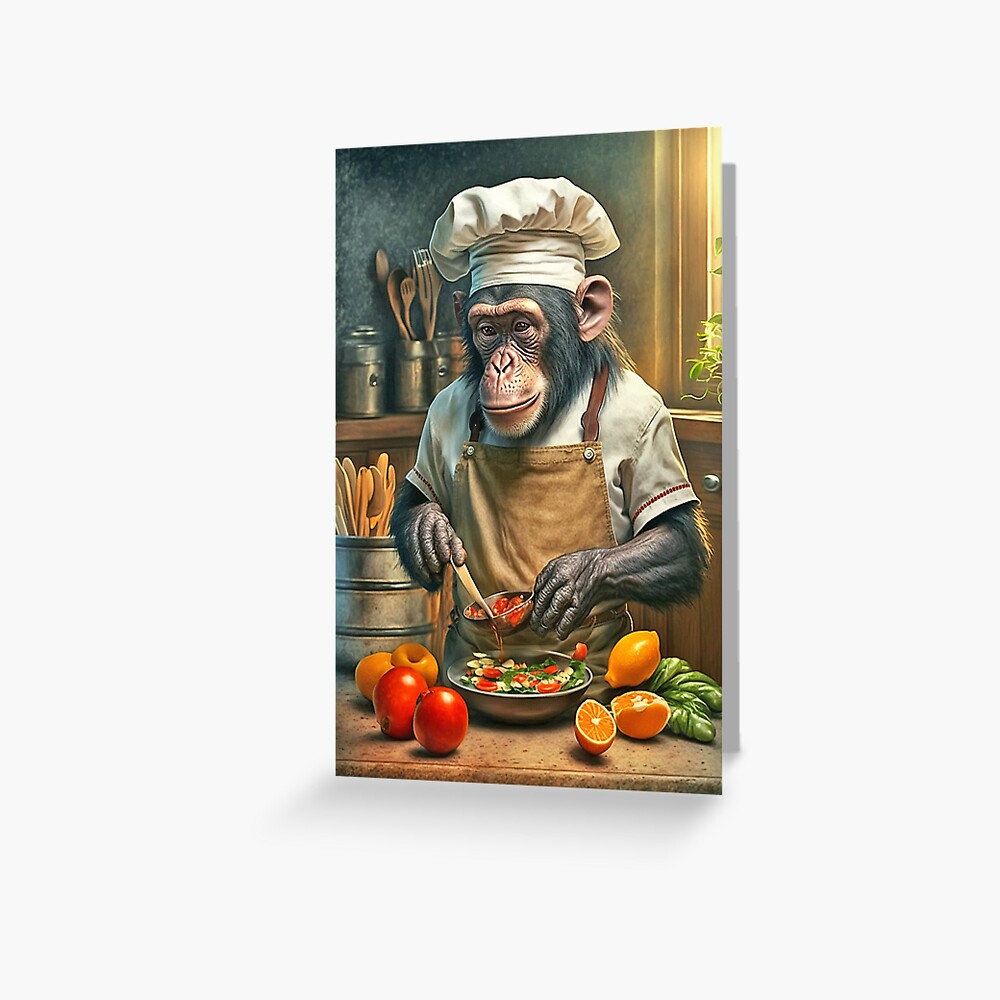 "Chimpanzee Chef in the Kitchen" Sticker for Sale by candiscamera ...