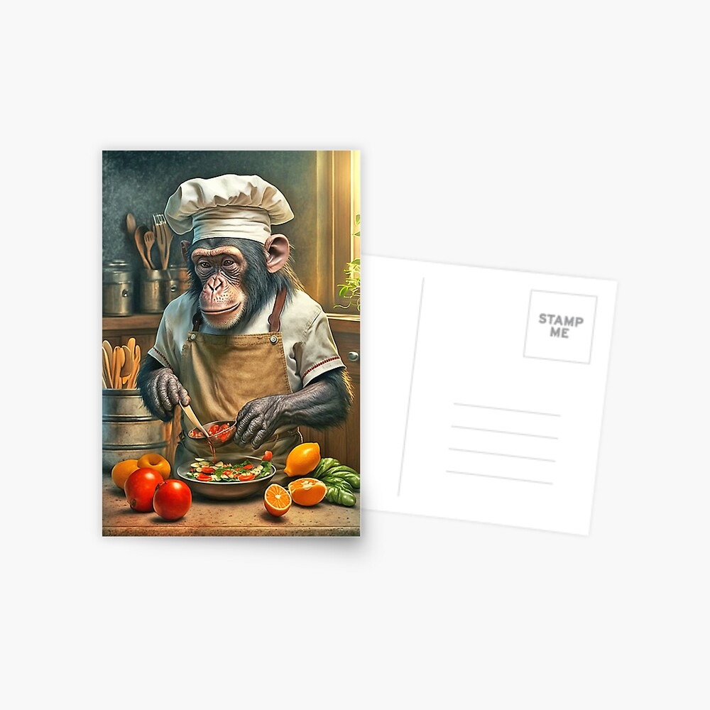 "Chimpanzee Chef in the Kitchen" Sticker for Sale by candiscamera ...