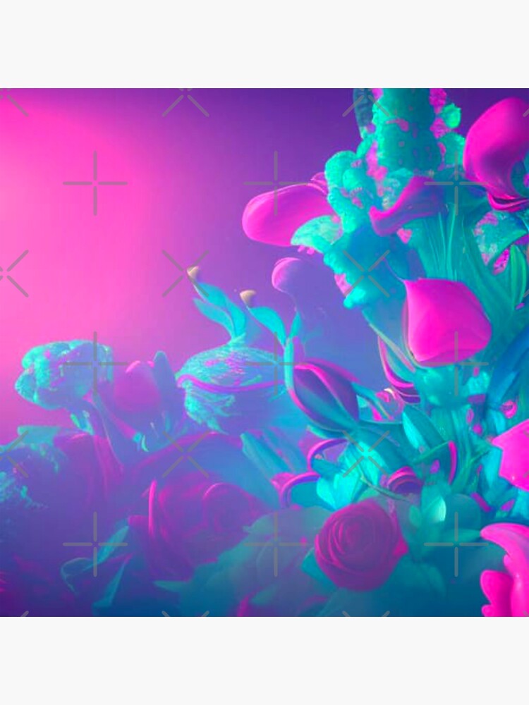 "Vaporwave Flowers" Sticker for Sale by Charles-Gemini | Redbubble