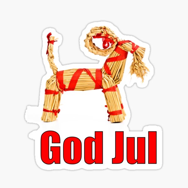 "God Jul Swedish Straw Goat Merry Christmas Scandinavia Julbok" Sticker ...