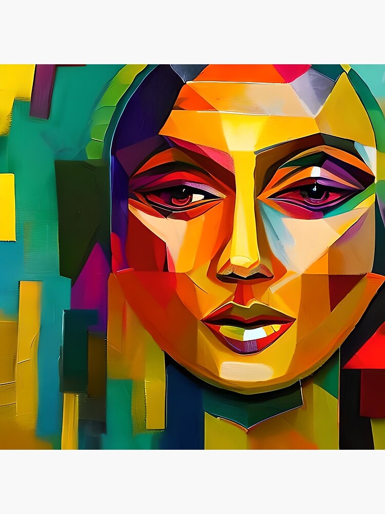 Abstract Woman Face Portrait In The Cubist Style Art Print For Sale