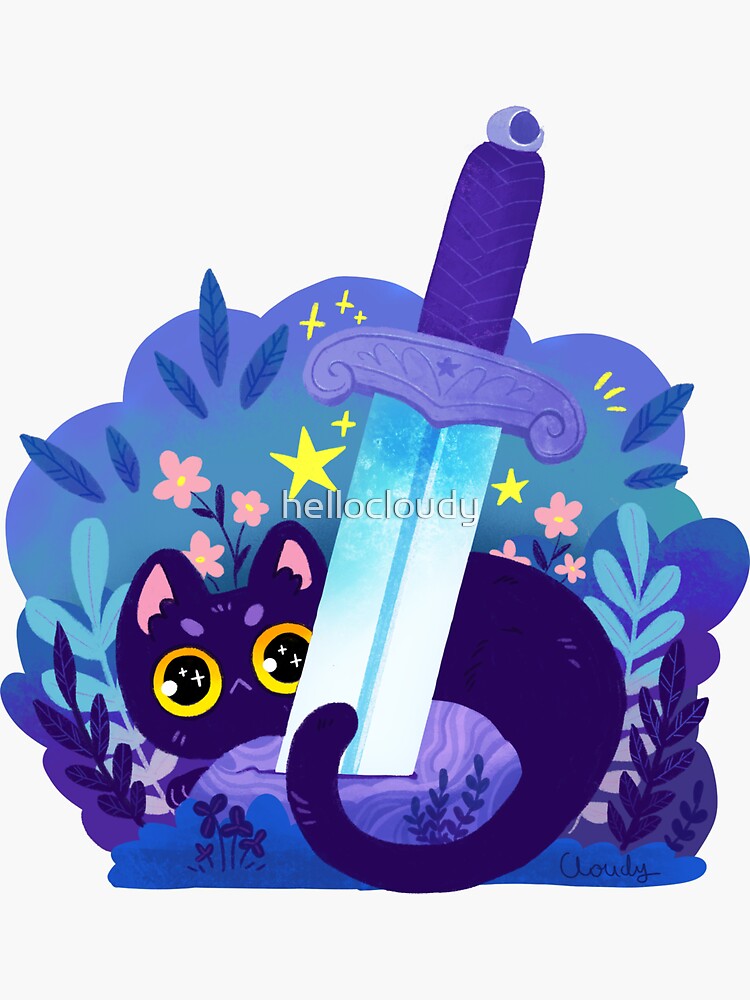 "Sword cat" Sticker for Sale by hellocloudy | Redbubble