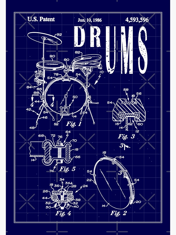 "Drummer Drum Set Kit Vintage Patent art Drawing Print - Drummer Drum ...