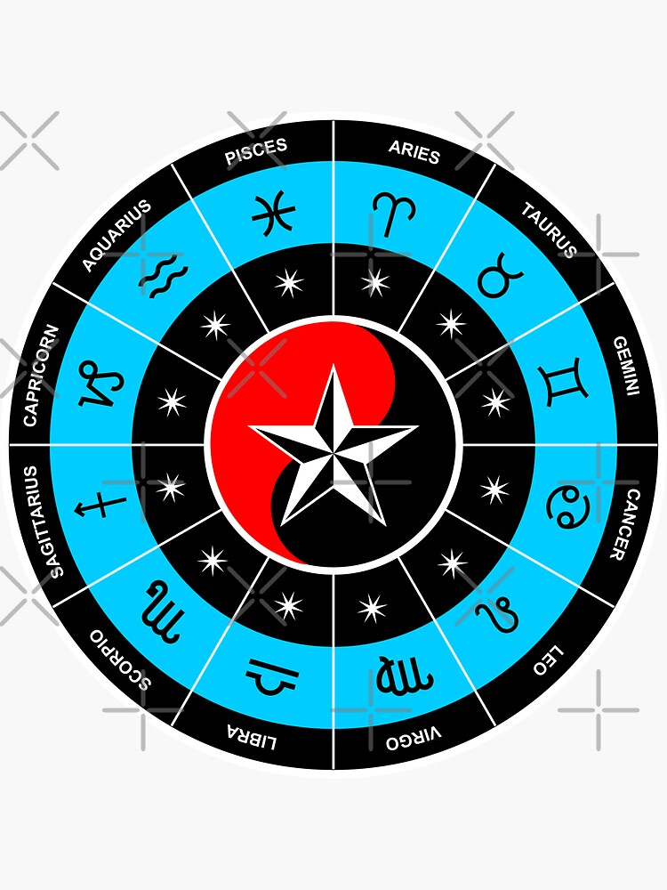 Zodiac Signs 12 Astrological Signs Horoscopes Wheel Sticker For