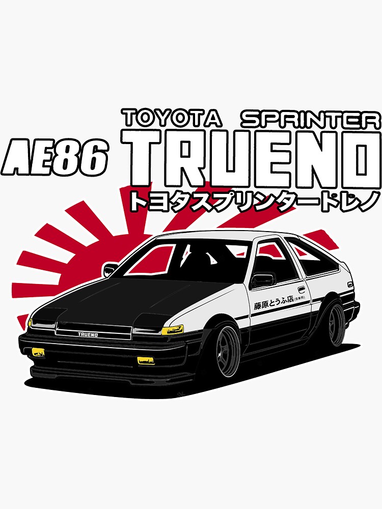 "AE86 Trueno (White Text)" Sticker for Sale by JamesJaggs | Redbubble