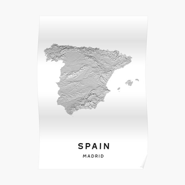 "Spain - Topographic Elevation Map" Poster for Sale by AbroadandCo ...