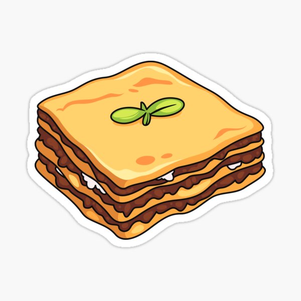 "Lasagna cartoon illustration" Sticker for Sale by Misscartoon | Redbubble
