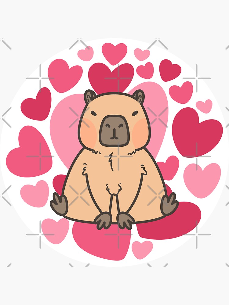 "Capybara Loves With Lot of Hearts Valentines Day" Sticker for Sale by ...