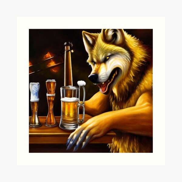 "Angry Drunk Wolf" Art Print for Sale by Steeshirts | Redbubble